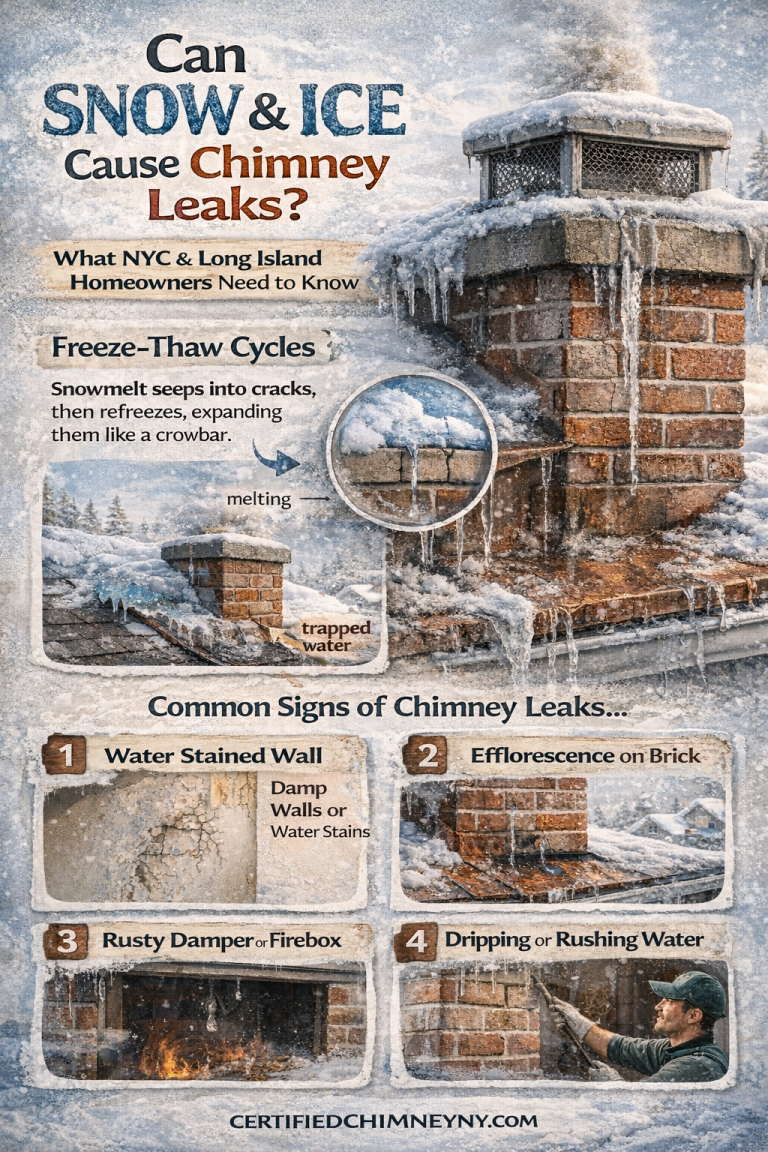 Can Snow and Ice Really Cause Chimney Leaks? - Certified Chimney NY